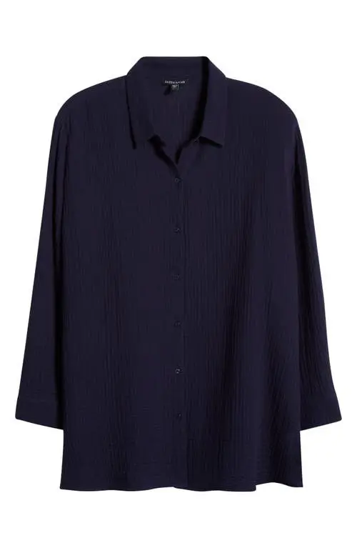 Eileen Fisher Classic Collar Organic Cotton Button-up Shirt