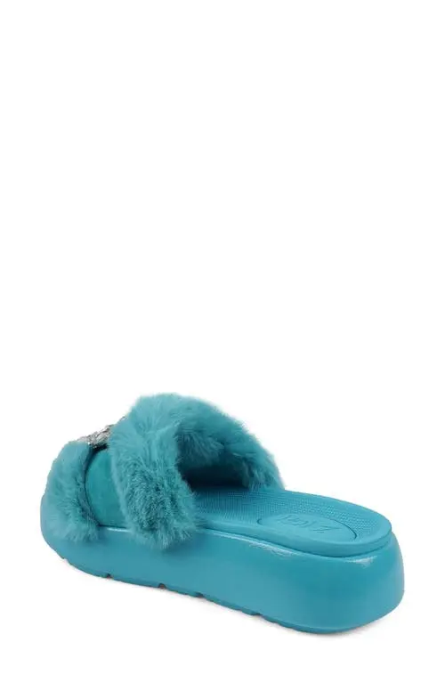 ZIGI Faux Fur Platform Sandal - Blue