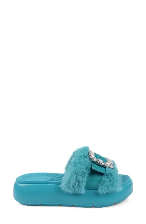 ZIGI Faux Fur Platform Sandal - Blue