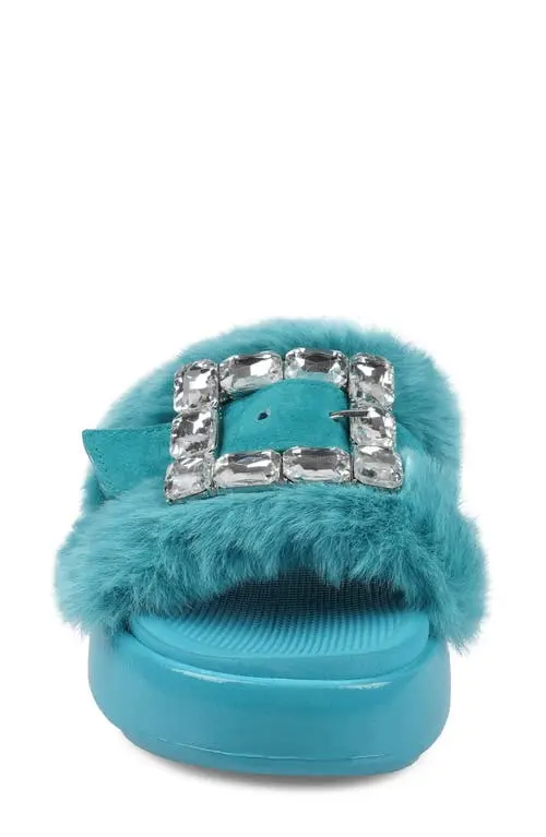 ZIGI Faux Fur Platform Sandal - Blue