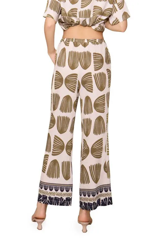 MELLODAY Floral Print Ankle Pants - Bone Olive