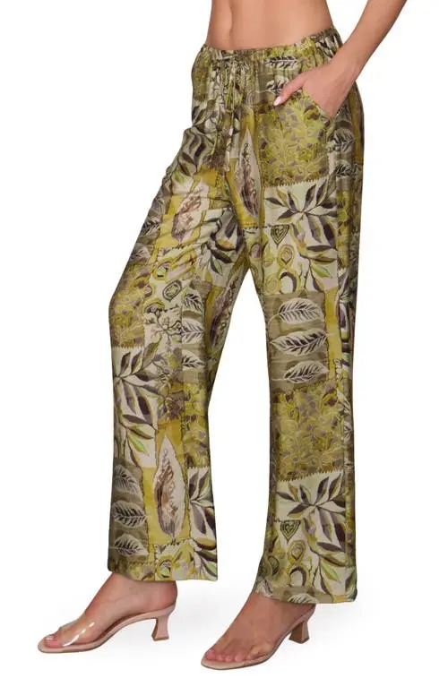 MELLODAY Floral Print Ankle Pants - Green Multi Abstract