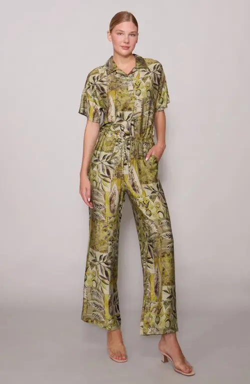 MELLODAY Floral Print Ankle Pants - Green Multi Abstract