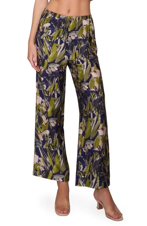 MELLODAY Floral Print Ankle Pants - Navy Multi