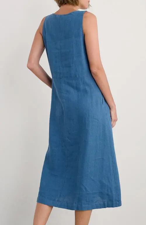 SEASALT CORNWALL Grass Wave Sleeveless Linen Midi Dress