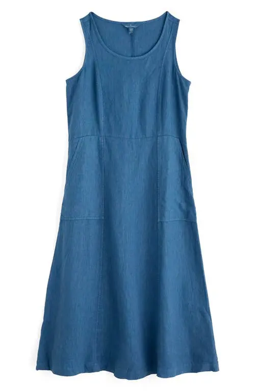 SEASALT CORNWALL Grass Wave Sleeveless Linen Midi Dress