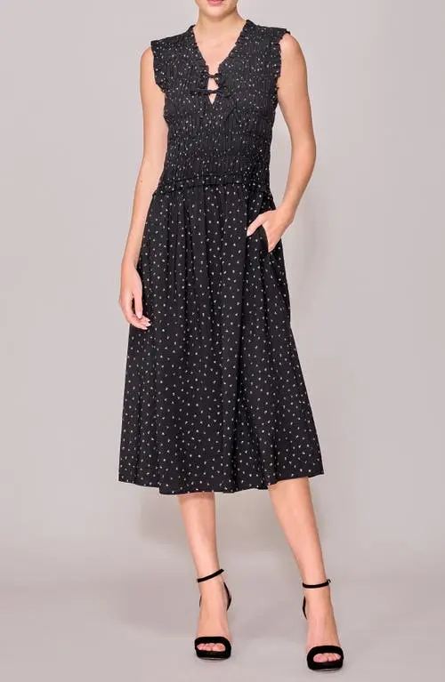 MELLODAY Shirred A-line Midi Dress