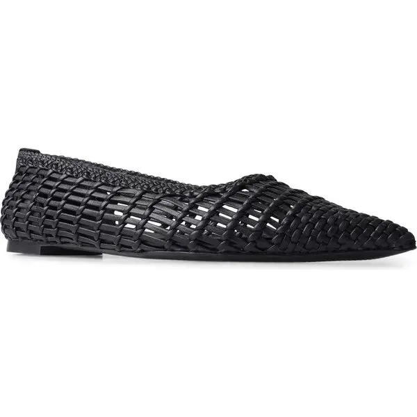 ARTISAN CRAFTED BY ZIGI Poppie Woven Pointed Toe Flat - Black Leather