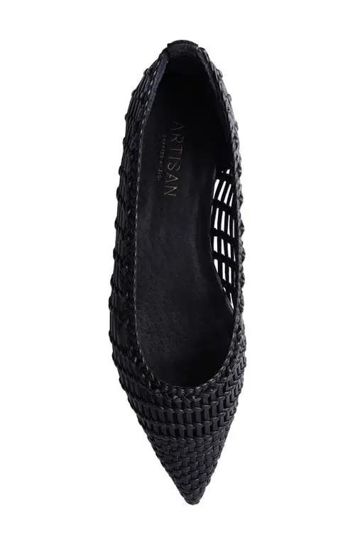 ARTISAN CRAFTED BY ZIGI Poppie Woven Pointed Toe Flat - Black Leather
