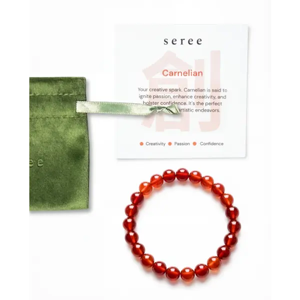 SEREE Carnelian Beaded Bracelet - Red