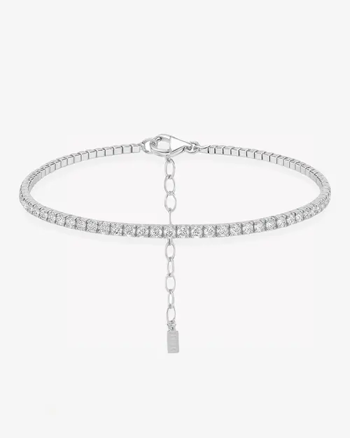 Ben Oni Pave Cz Tennis Anklet - Silver
