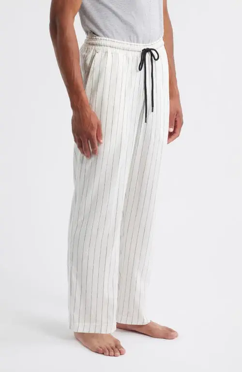 Daniel Buchler Stripe Linen Blend Drawstring Pajama Pants - Iron Stripe