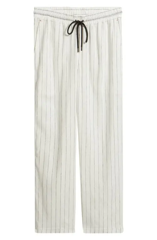 Daniel Buchler Stripe Linen Blend Drawstring Pajama Pants - Iron Stripe