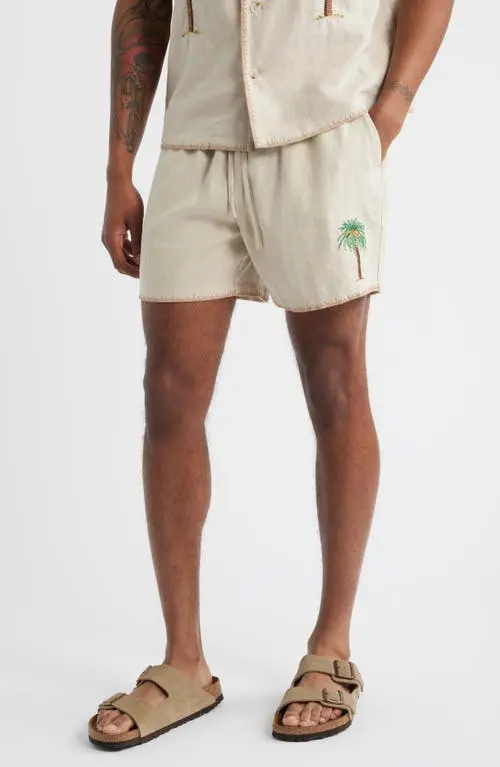 MAVRANS Palm Tree Linen Blend Shorts