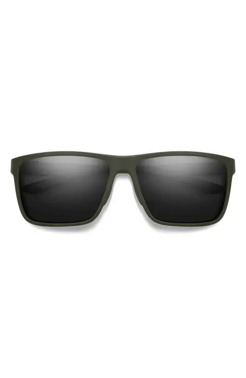 SMITH Riptide 61mm Chromapop™ Polarized Sport Square Sunglasses - Matte Moss / Chromapop Black