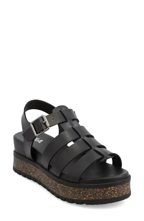 Mia Kaja Platform Fisherman Sandal - Black