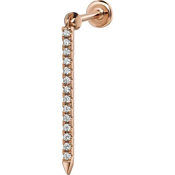 MARIA TASH Diamond Eternity Single Bar Charm Stud Earring - 18k Rose Gold/ Diamond