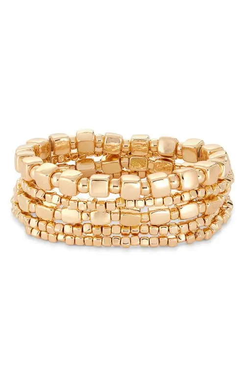 Nordstrom Set Of 5 Beaded Stretch Bracelets - Gold