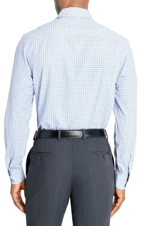 W.R.K Slim Fit Square Print Performance Dress Shirt