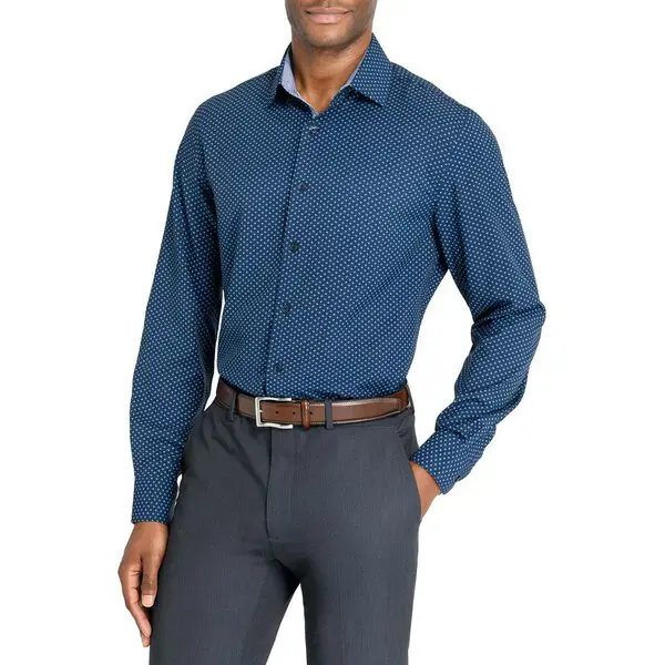 W.R.K Slim Fit Dash Print Performance Dress Shirt