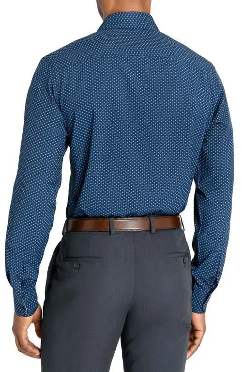 W.R.K Slim Fit Dash Print Performance Dress Shirt