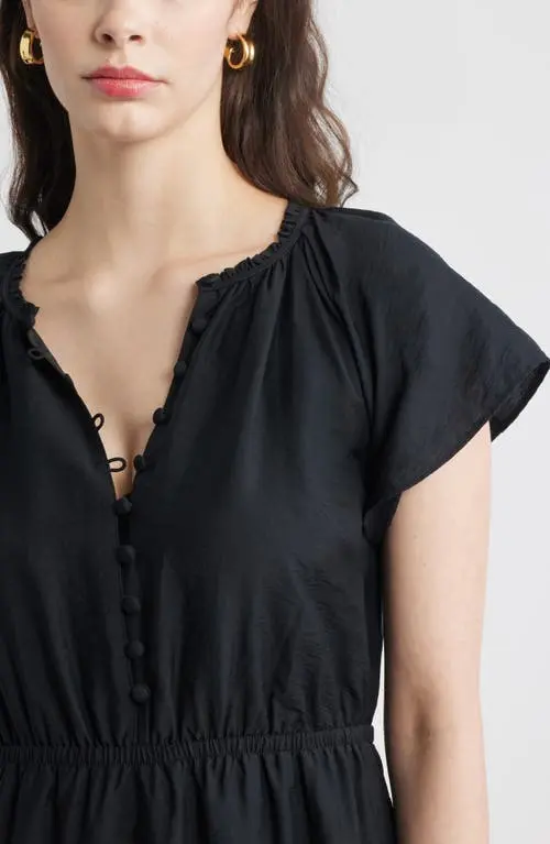 Caslon Front Button Midi Dress - Black