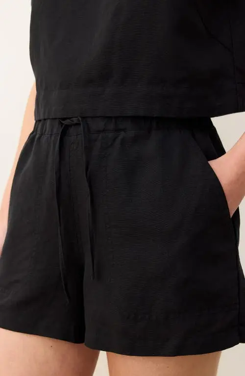 Marine Layer Linen Blend Drawstring Shorts - Black