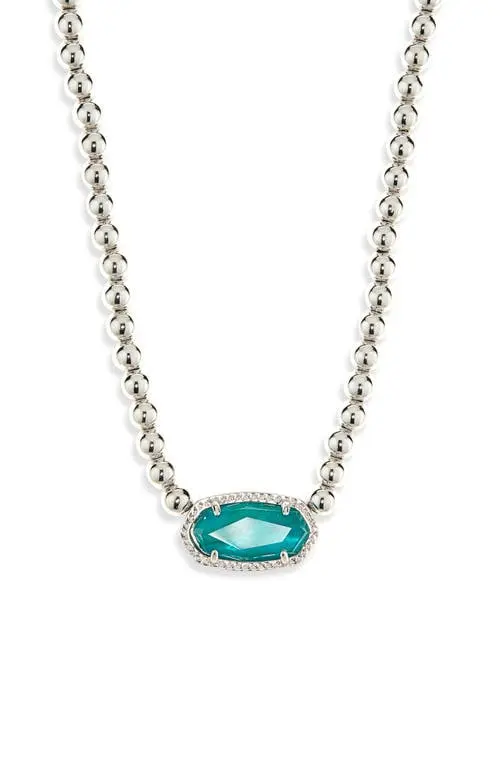 Kendra Scott Elisa Ball Chain Necklace - Silver Bright Aqua Illusion