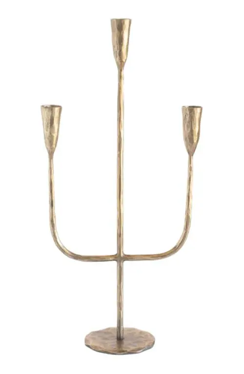 CREATIVE WOMEN Hand-forged Iron Candelabra - Brass