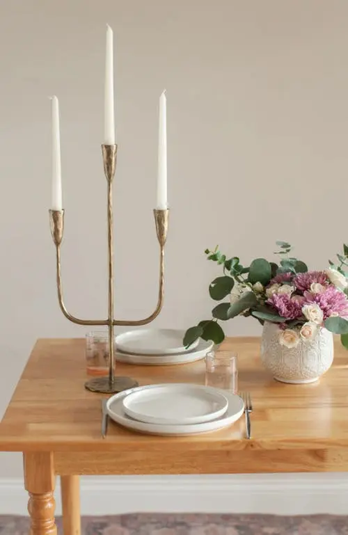 CREATIVE WOMEN Hand-forged Iron Candelabra - Brass