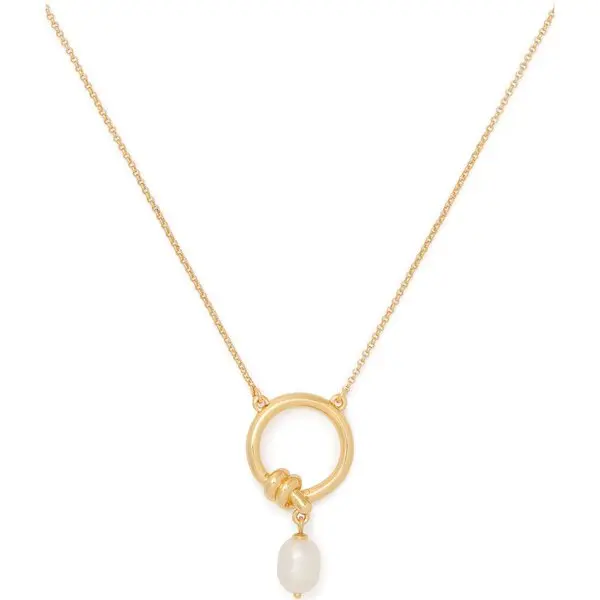 Kate Spade New York Ropes & Knots Freshwater Pearl Pendant Necklace - Cream/ Gold.