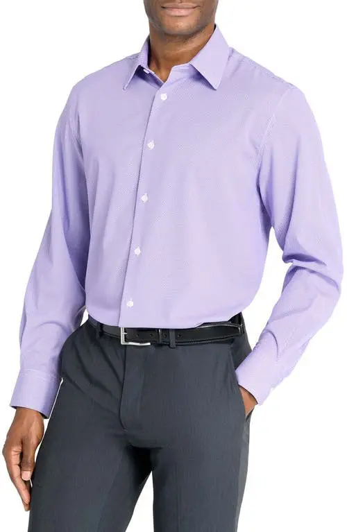 W.R.K Regular Fit Geometric Print Performance Dress Shirt - Violet