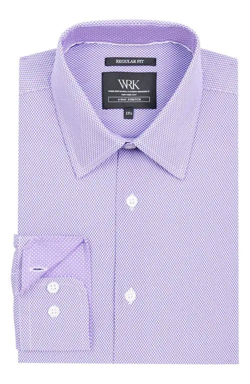 W.R.K Regular Fit Geometric Print Performance Dress Shirt - Violet