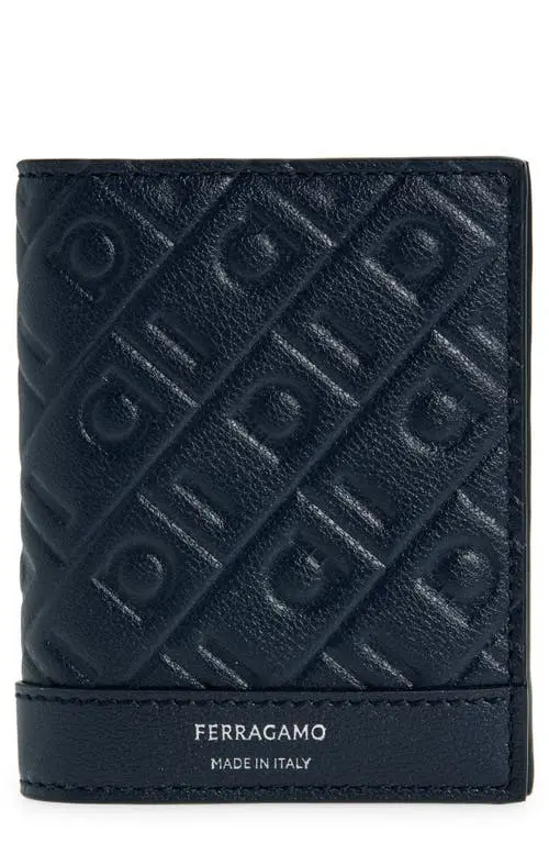FERRAGAMO Gancio Monogram Embossed Leather Bifold Card Case - Bluemarine