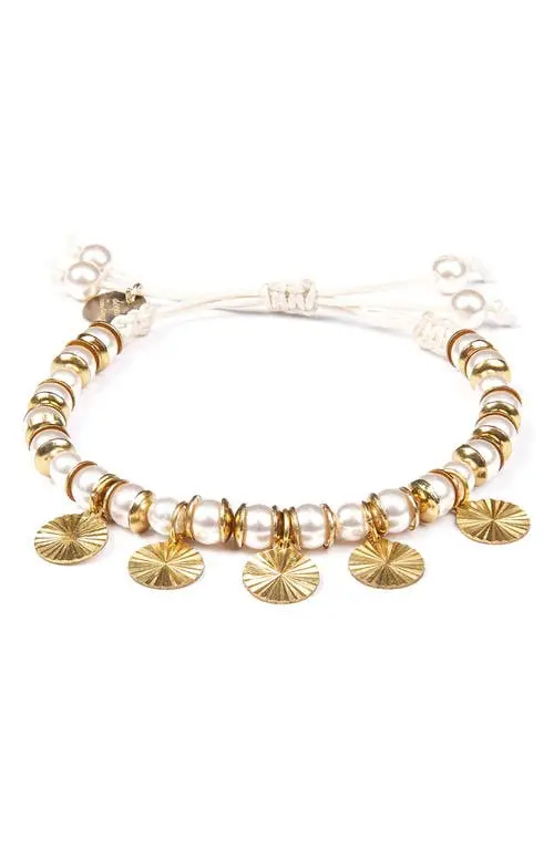 Deepa Gurnani Aviva Beaded Charm Bracelet - Ivory