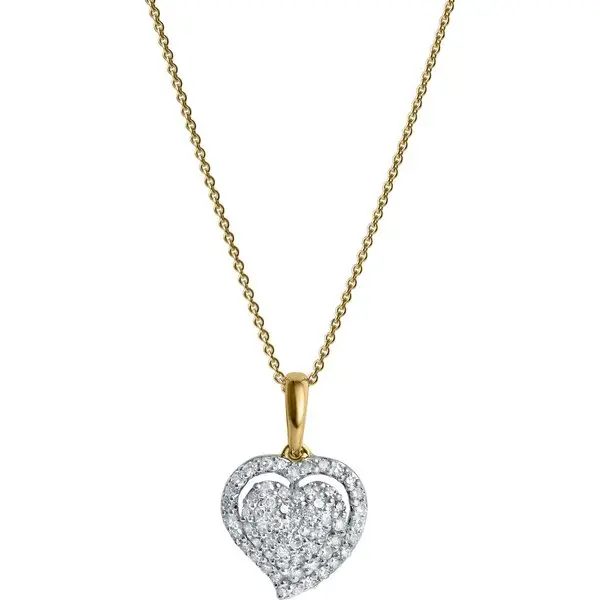 LUVMYJEWELRY 14k Gold Diamond Heart Pendant Necklace - 14k Yellow Gold