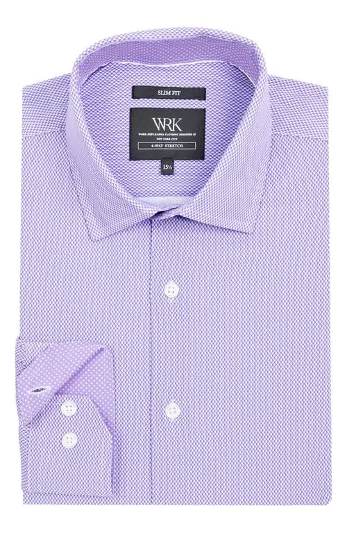 W.R.K Slim Fit Geometric Print Performance Dress Shirt