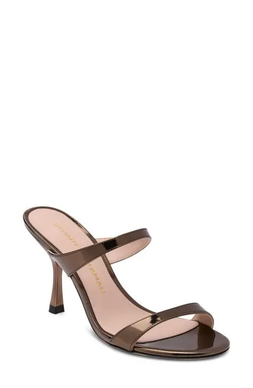 STUART WEITZMAN Nudist Metallic Slide Sandal - Cigar
