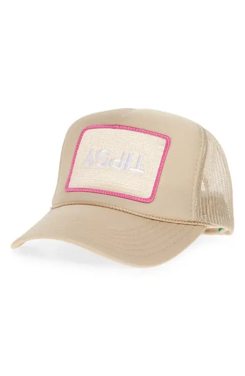 FRIDAY FEELIN’ Tipsy Patch Trucker Hat - Tan