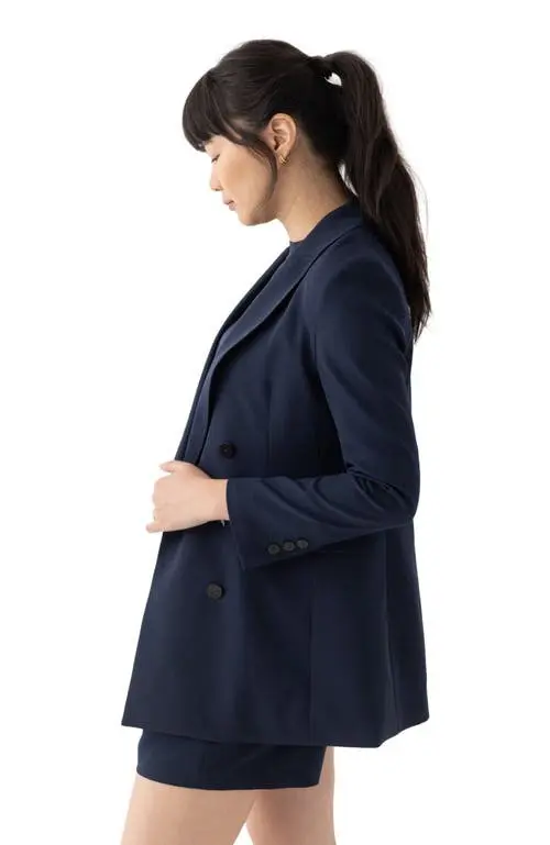 HONORS Fitted Double-breasted Blazer - Navy