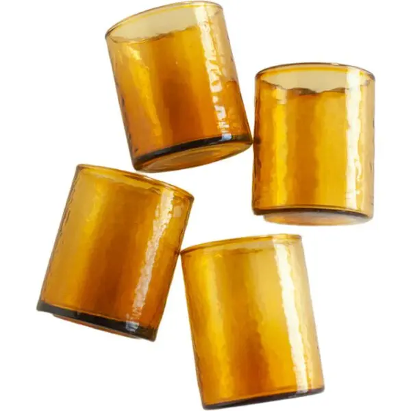 CREATIVE WOMEN Handblown Hammered Glassesset Of 4 - Amber