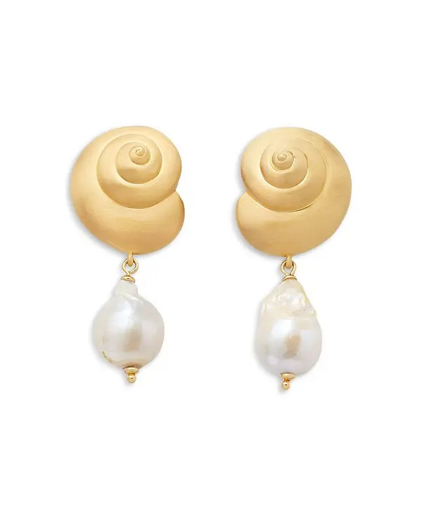 Kate Spade New York Beachside Shell & Cultured Freshwater Pearl Drop Earrings - Gold/pearl
