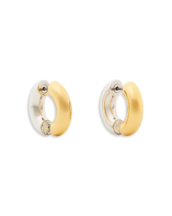 Kate Spade New York Interlock Cubic Zirconia Huggie Hoop Earrings - Two Tone