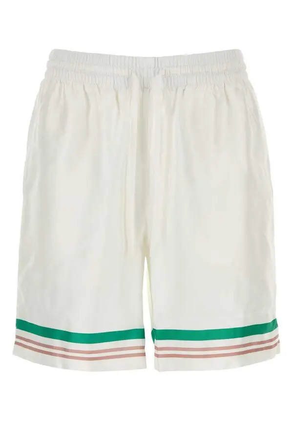 Casablanca Satin Bermuda Shorts - White