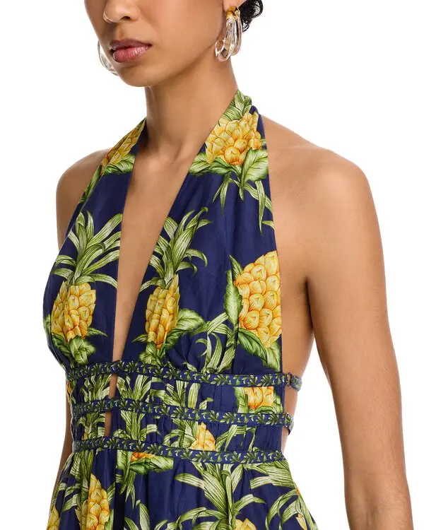 Farm Rio Delicate Pineapple Print Cotton Dress In Delicate Pineapple Navy -  60% Off | Editorialist