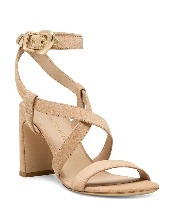 STUART WEITZMAN Maven 75 Block Heel Sandals - Adobe