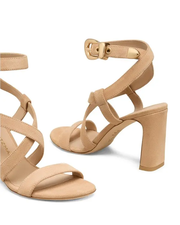 STUART WEITZMAN Maven 75 Block Heel Sandals - Adobe