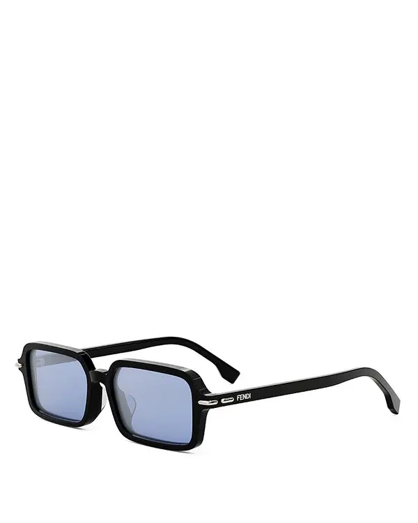 Fendi Selleria Rectangle Sunglasses, 54mm - Black/blue Mirrored