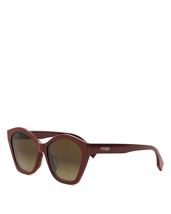 Fendi Lettering Geometric Sunglasses, 56mm - Red/brown
