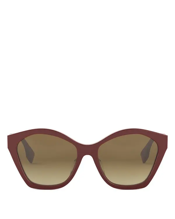 Fendi Lettering Geometric Sunglasses, 56mm - Red/brown